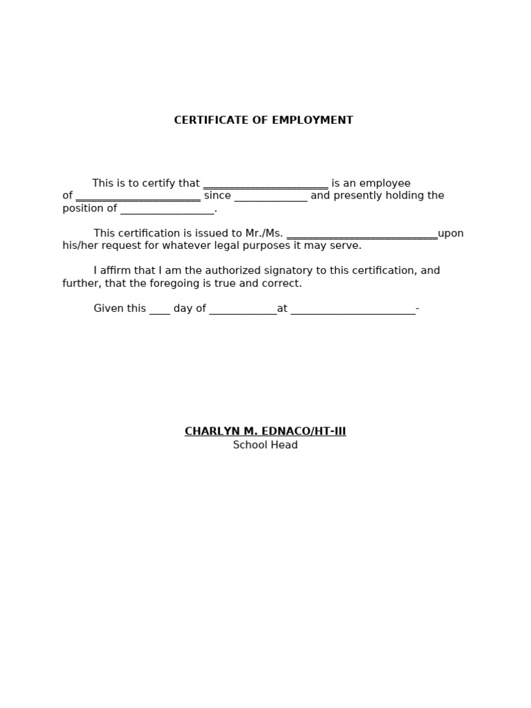 Certificate of Employment and Compensation | PDF