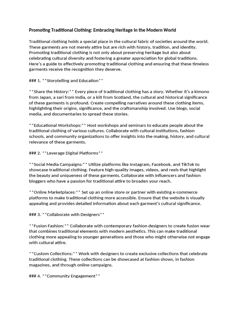 Promoting Traditional Clothing | PDF