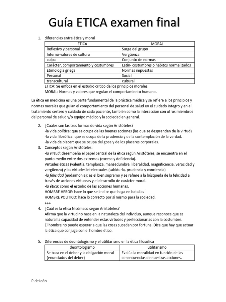 Guia Examen Final ETICA | PDF