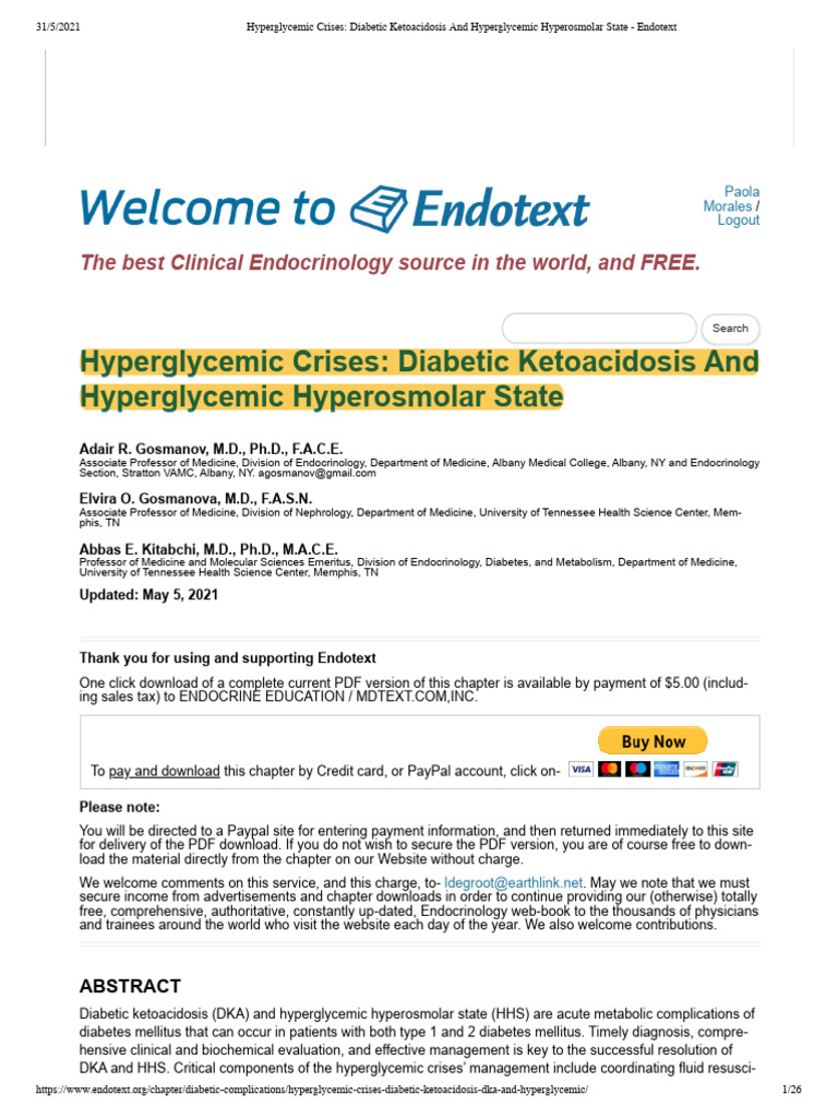 Hyperglycemic Crises - Diabetic Ketoacidosis and Hyperglycemic ...