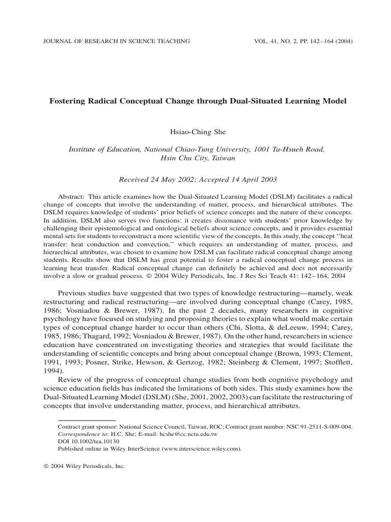 She (2004b) Fostering Radical Conceptual Change through Dual-Situated Learning Model | PDF