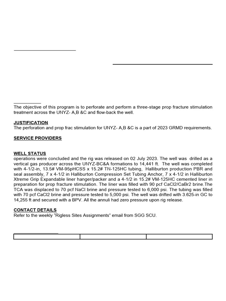 HRDH-2363 PLUG &PERF PROP FRAC (3 STAGES) Approved Program | PDF