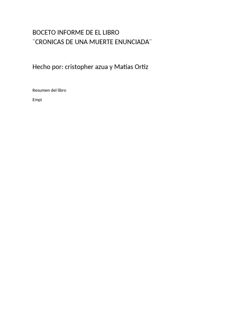 Boceto Informe de El Libro | PDF