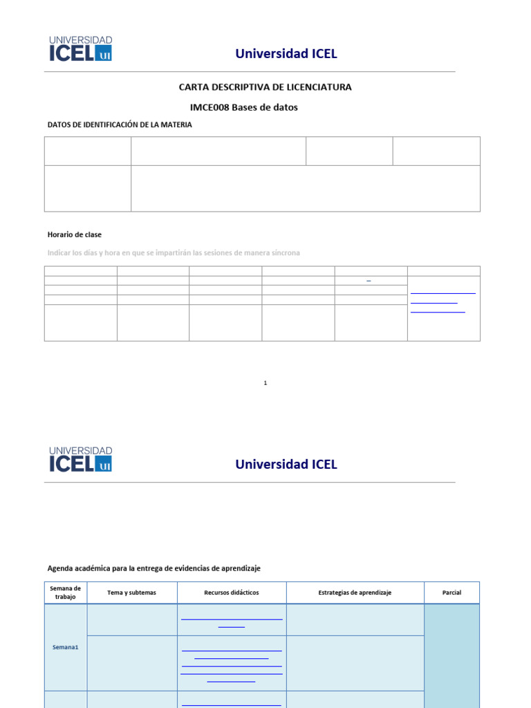 Carta Descriptiva Bases de datos C3 24 | PDF