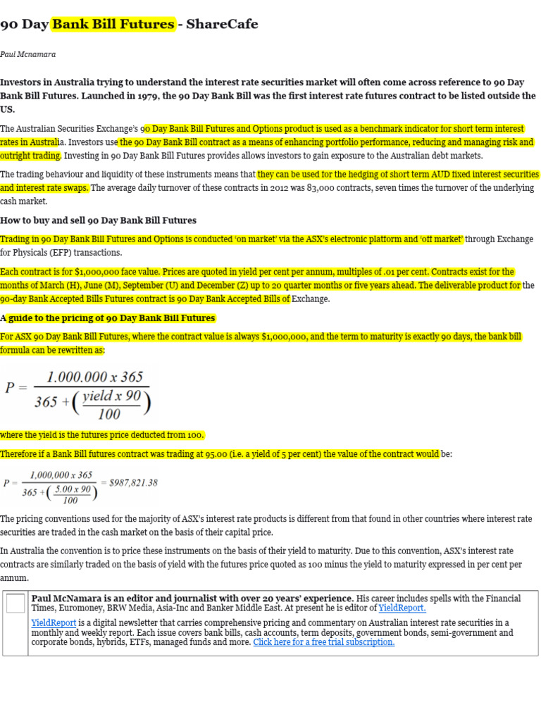 Bank Bill Futures | PDF