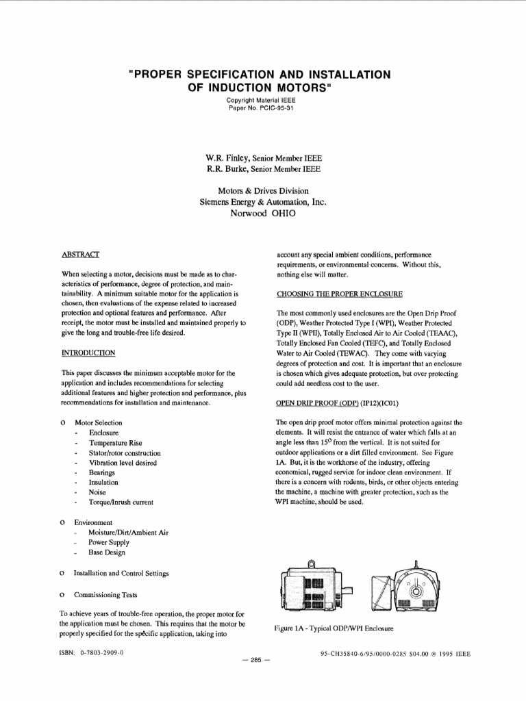 Proper Specification Installation of Induction Motors | PDF | Electric ...