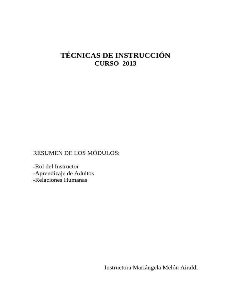 T Cnicas de Instrucci N Julio 2013 | PDF