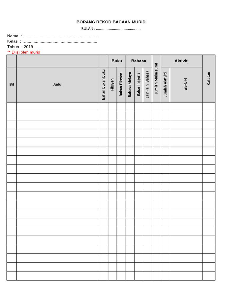 Borang Rekod Nilam Pdf