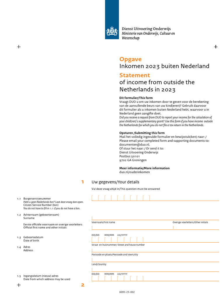 Opgave Inkomen 2023 Buiten Nederland | PDF