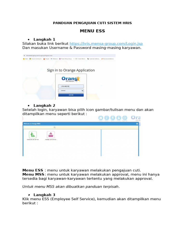 Panduan Hris Lewat Website | PDF
