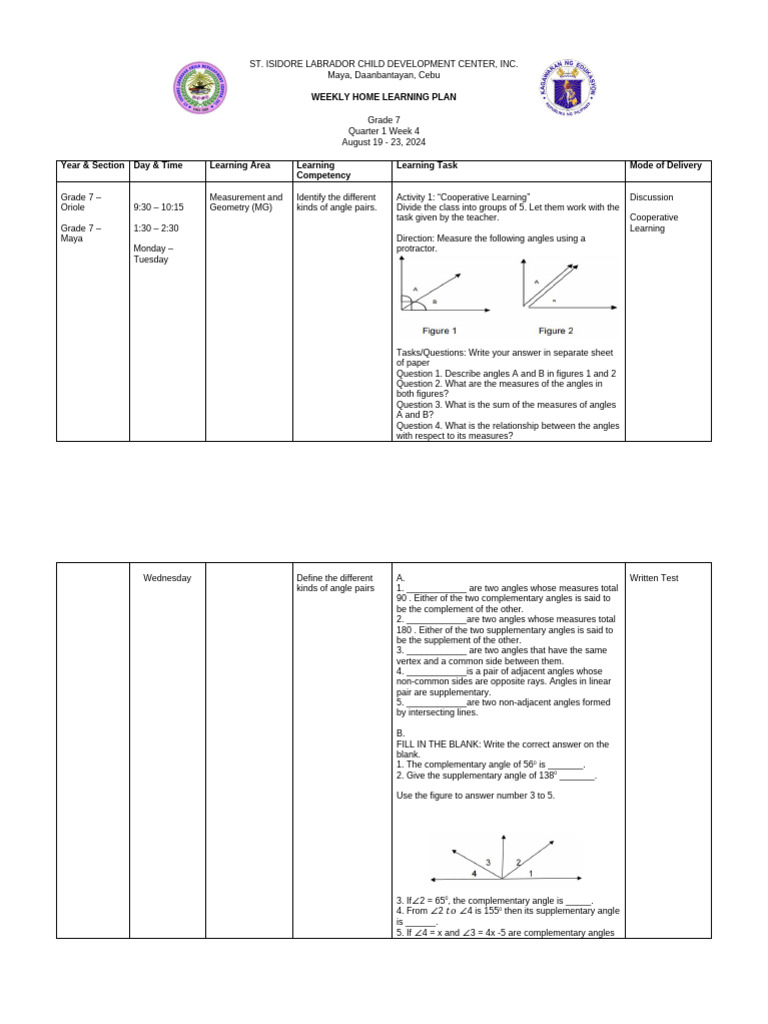 Weekly Home Learning Plan | PDF | Cakes | Social Sciences