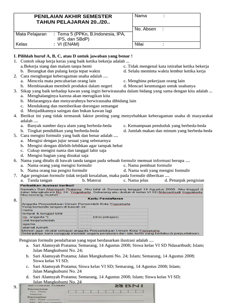 SOAL & Jawaban PAS KELAS 6 TEMA 5 - WEBSITE WWW - Kherysuryawan.id | PDF