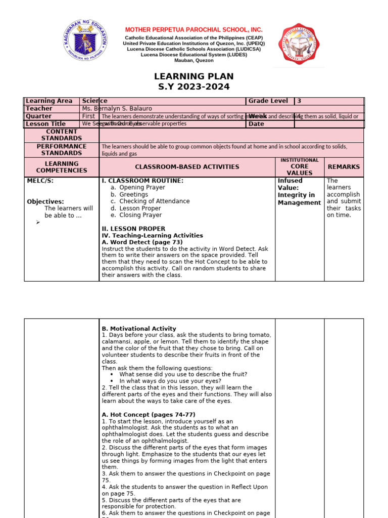 Science 3 - Week (4) - LP | PDF