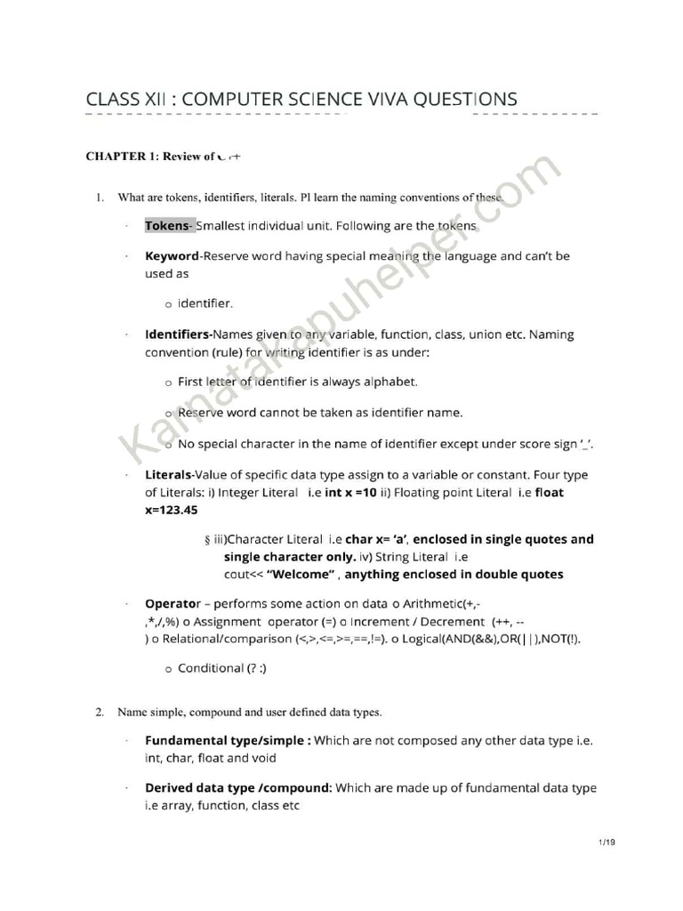 CS Viva Questions PART 2 - 2nd PUC | PDF