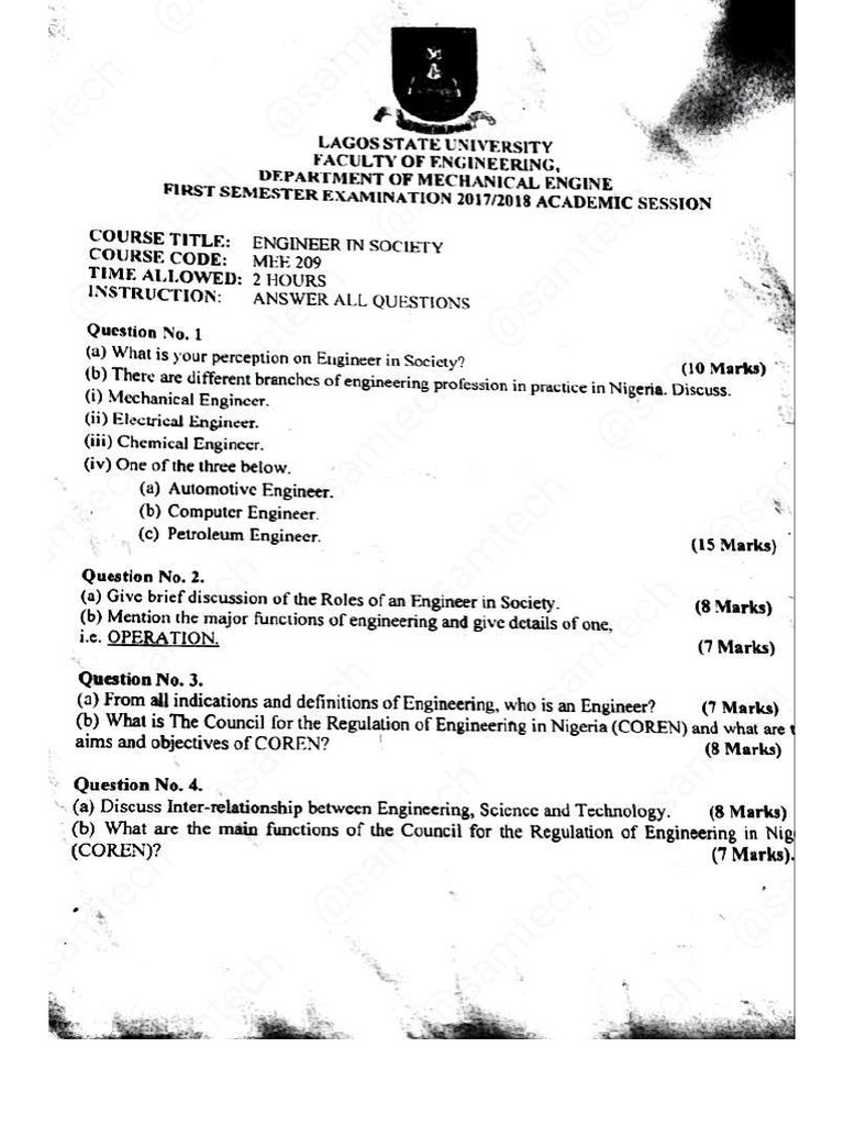 Mee 101 (Past Questions) | PDF