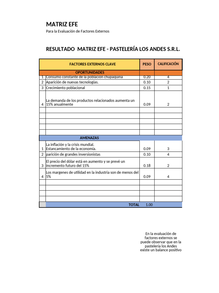 Matriz Mefe Ejm. | PDF