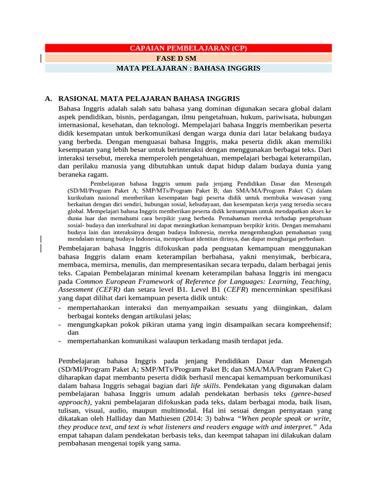 Cp Fase D Bahasa Inggris Pdf