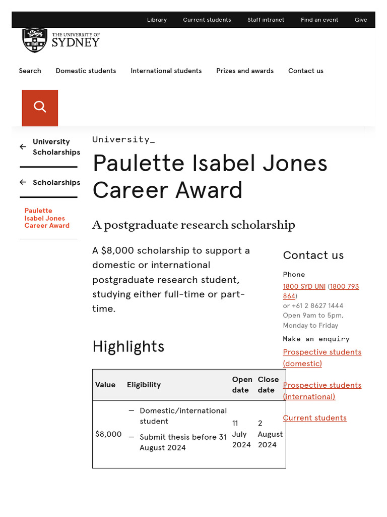 Paulette Isabel Jones Career Award - Scholarships | PDF