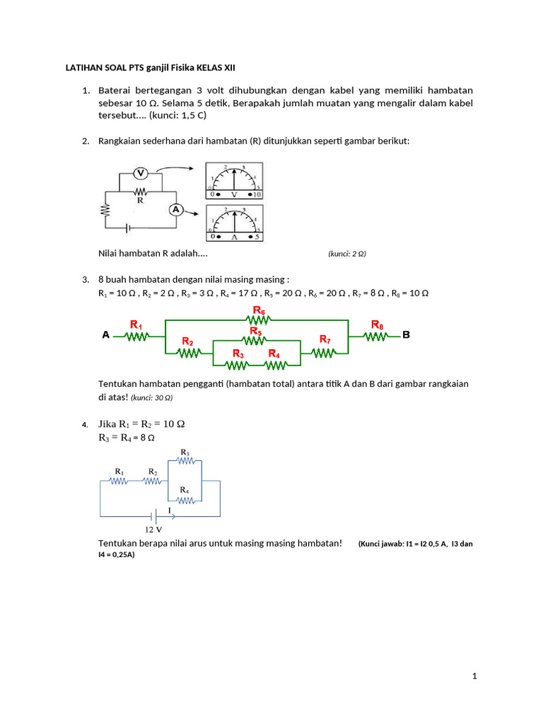 Latihan Soal PTS Fisika Kls XII Ganjil | PDF