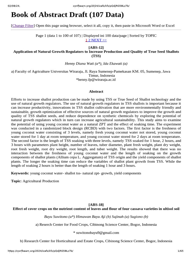 Book of Abstract Draft 1 S.D 100 | PDF