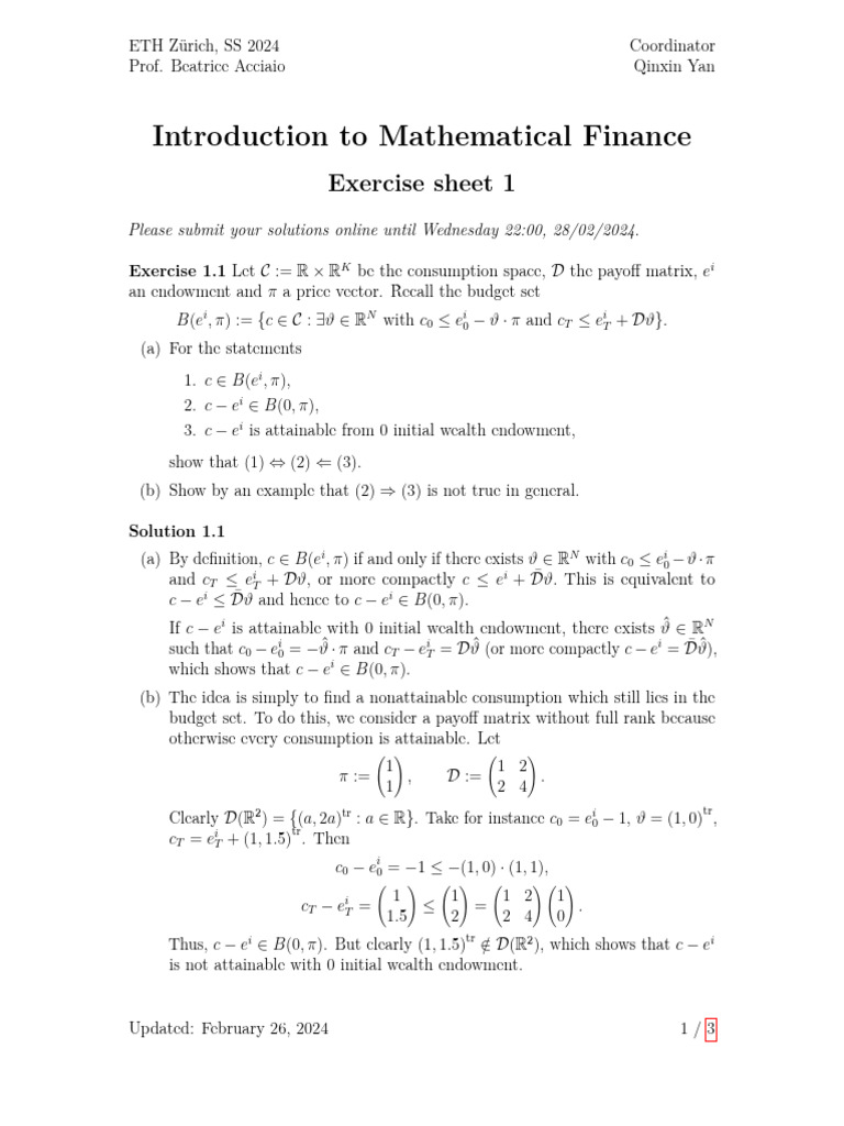 2024IMF HW1 Solution | PDF