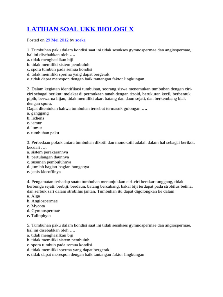 Soal Ukk Bio | PDF