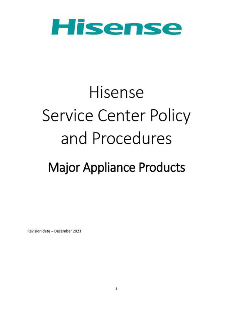 Hisense Service Center Policies and Procedures 12.2023 PDF | PDF