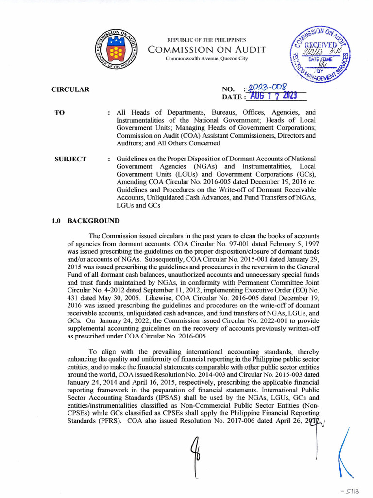 COA CIRCULAR NO. 2023 008 August 17 2023 | PDF