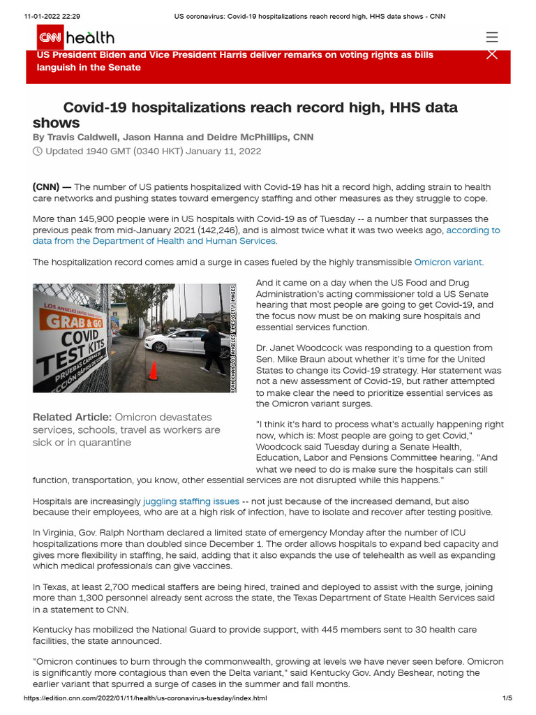 US Coronavirus - Covid-19 Hospitalizations Reach Record High, HHS Data ...