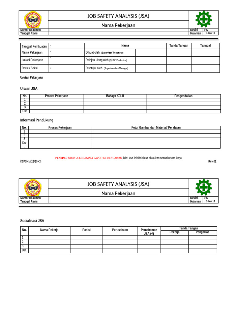 Template Jsa | PDF | Risk | Occupational Safety And Health