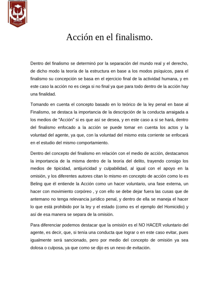 Accion en El Finalismo | PDF