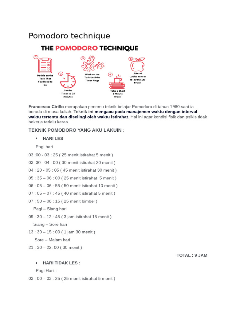 Pomodoro technique | PDF