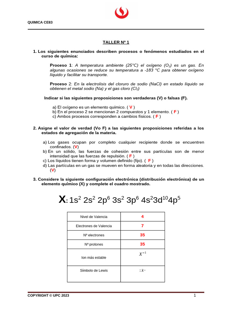 Ce83 Taller 1 Quimica 2402 | PDF
