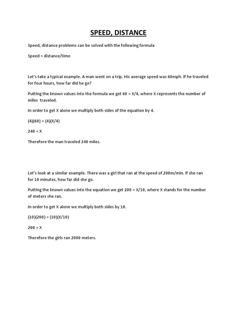 Speed Distance | PDF | Speed | Variable (Mathematics)