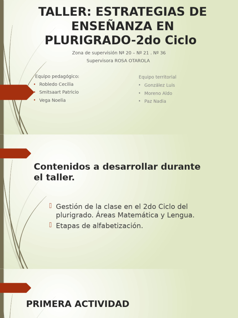 taller estrategias de enseñanza en plurigrado -2do ciclo | PDF