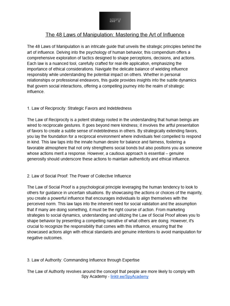 The 48 Laws of Manipulation | PDF