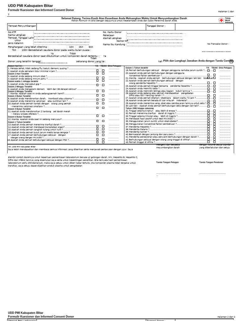 Form Donor Baru | PDF