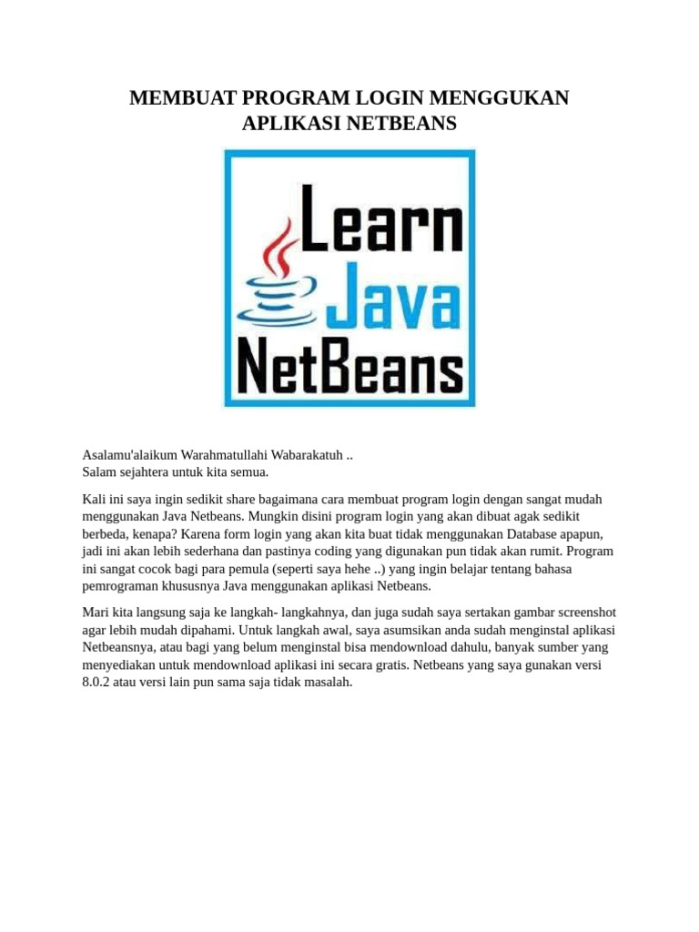 Learn Java Netbeans Login | PDF