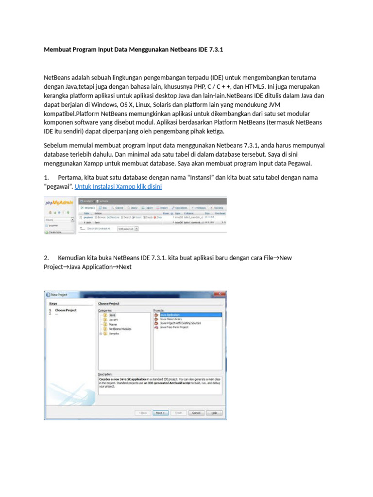 Membuat Program Input Data Menggunakan Netbeans IDE | PDF