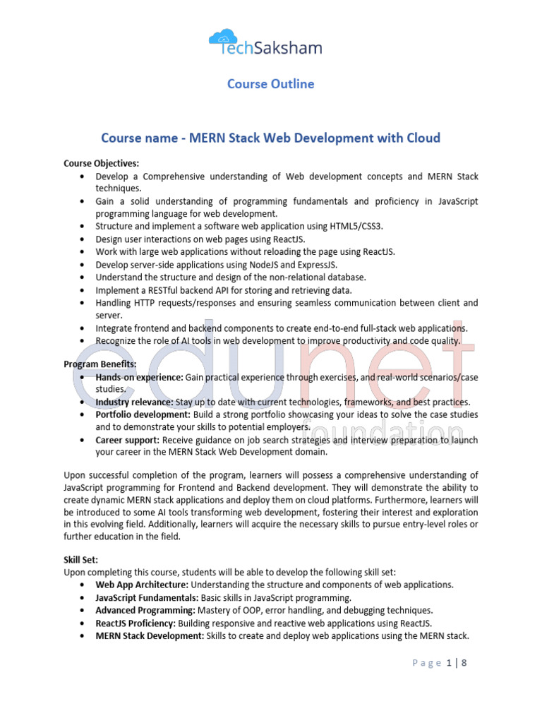 Advanced MERN Stack Web Development With Cloud | PDF