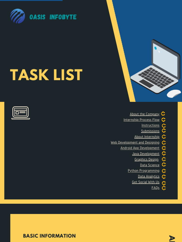 Aicte Oasis Infobyte Sip Task List Pdf