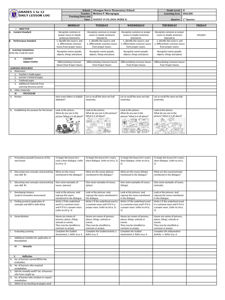 DLL English-2 Q1 W4 | PDF