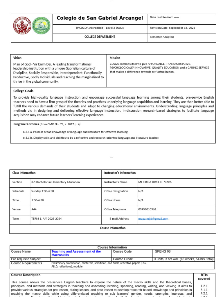Revised - Obe - Syllabus - Speng 08 | PDF
