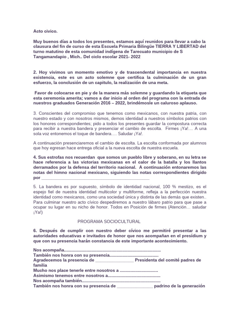 Ejemplo Programa Clausura EP | PDF