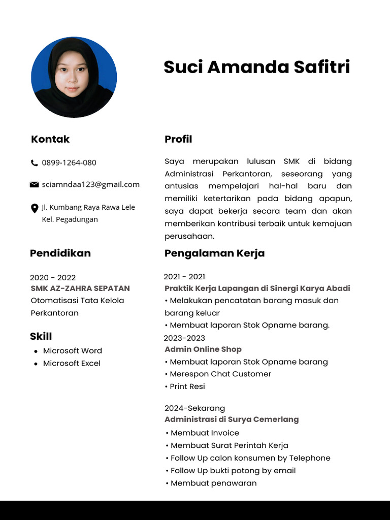 CV Suci Amanda Safitri | PDF