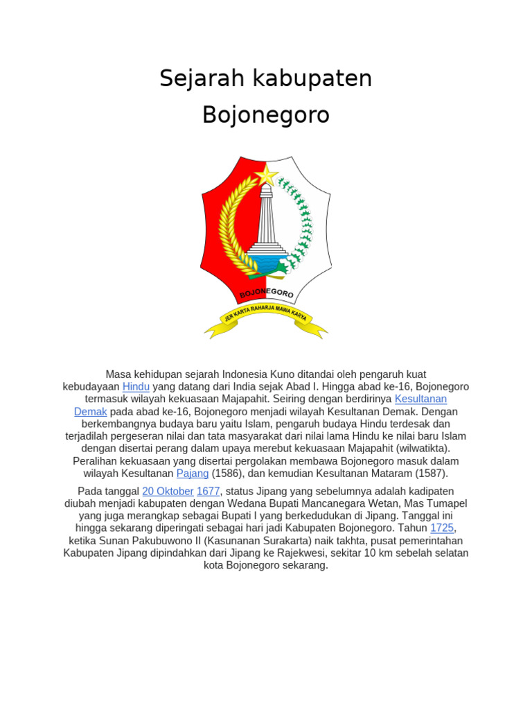 Sejarah Kab. Bojonegoro Albert X-7 | PDF