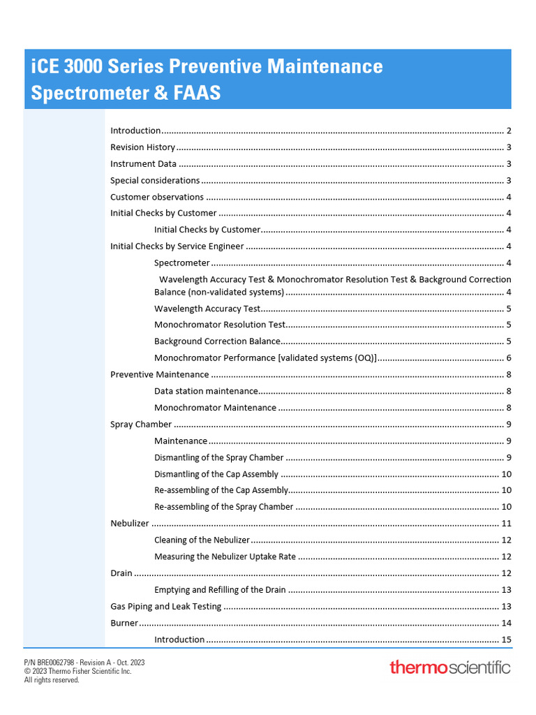 BRE0062798 - Preventive Maintenance Spectrometer - FAAS | PDF