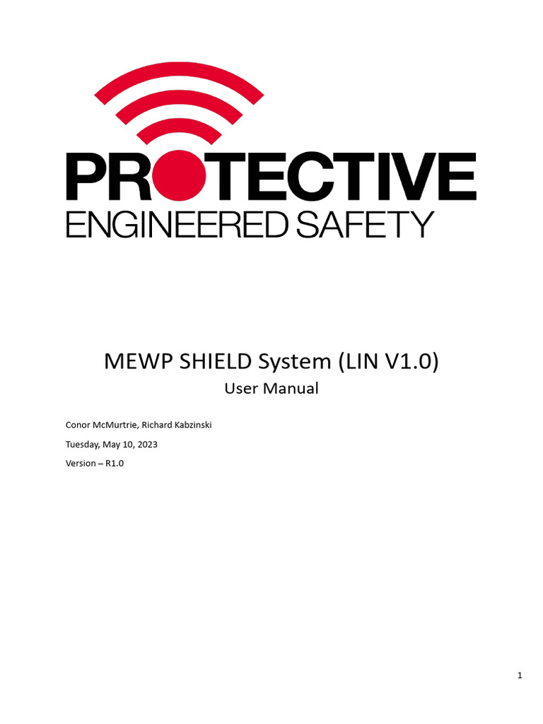 MEWP SHIELD User Manual R1.0 | PDF