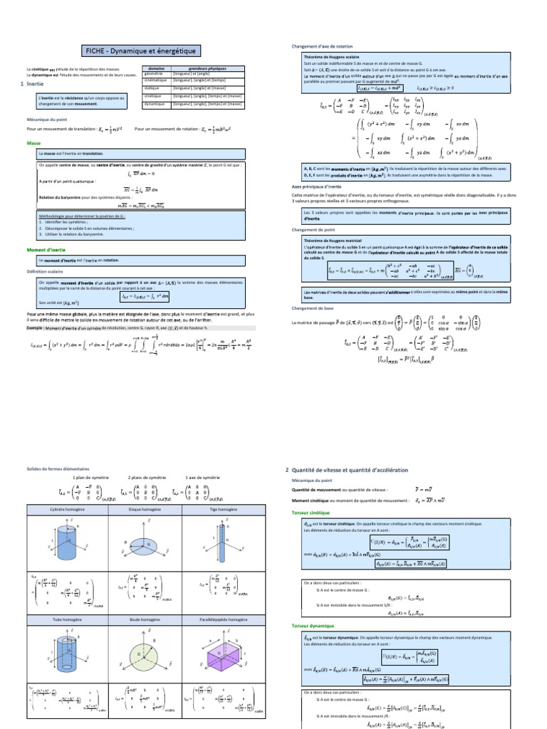 FICHE - Dynamique Et Énergétique | PDF | Lois du mouvement de Newton ...