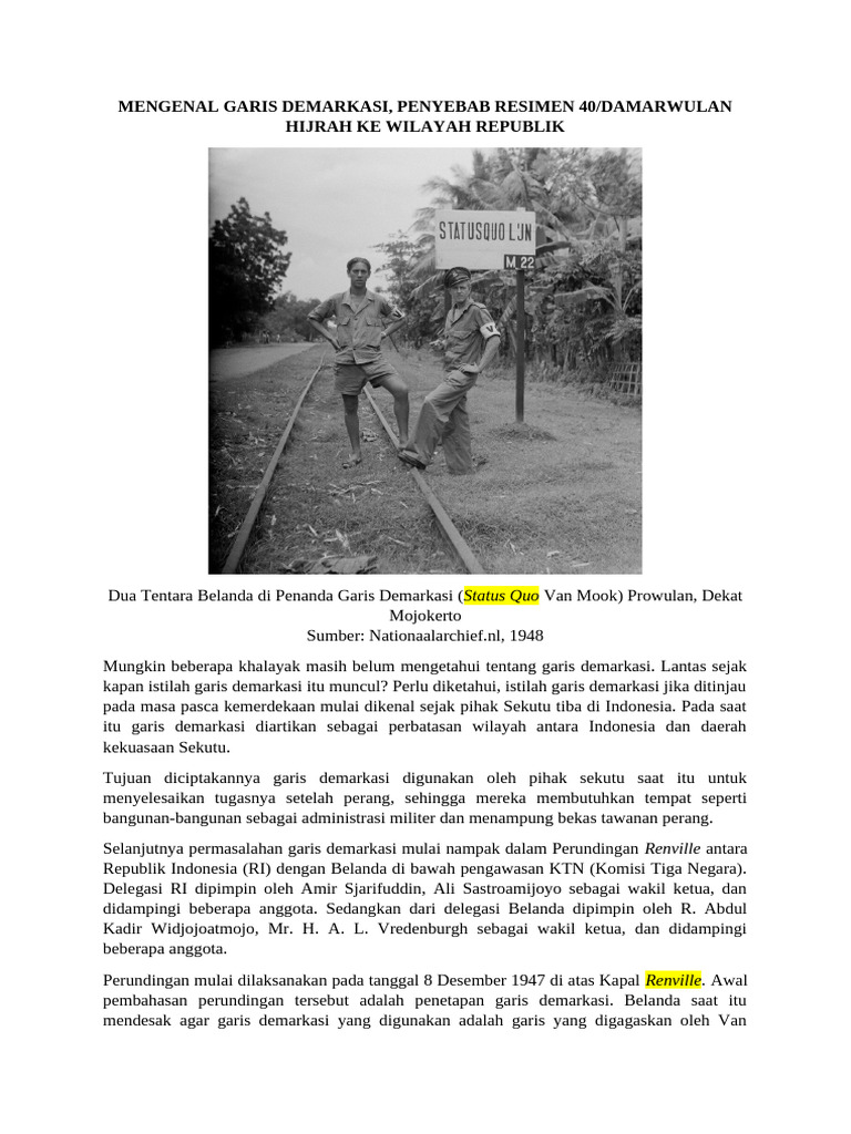 Garis Demarkasi Van Mook di Indonesia | PDF | Army | Travel